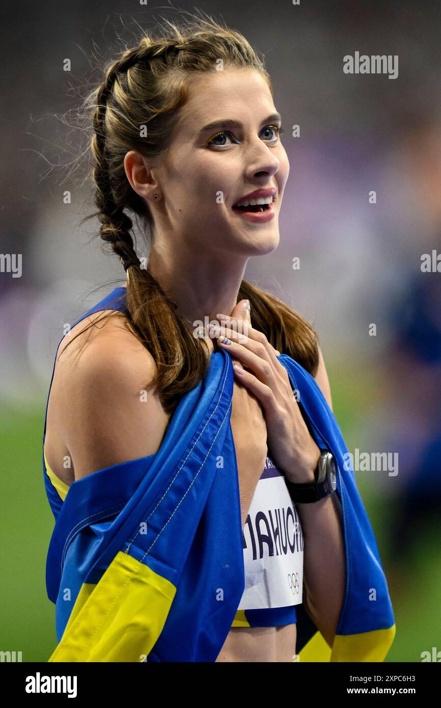 Yaroslava Mahuchikh of Ukraine celebrates after winning the gold medal ...