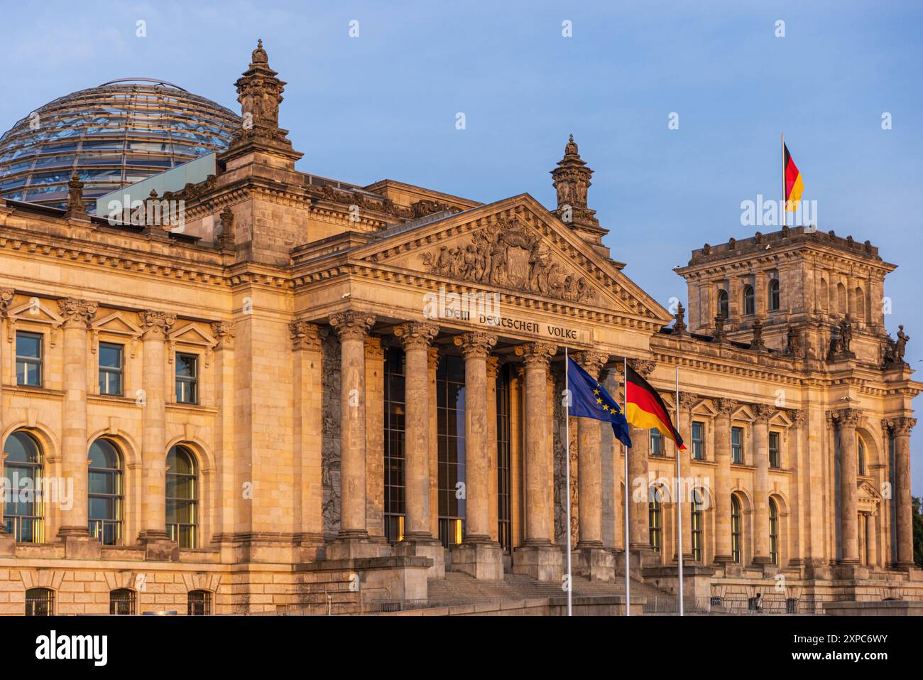 German Parliament the Bundestag in the Reichstag Building. Text says ...