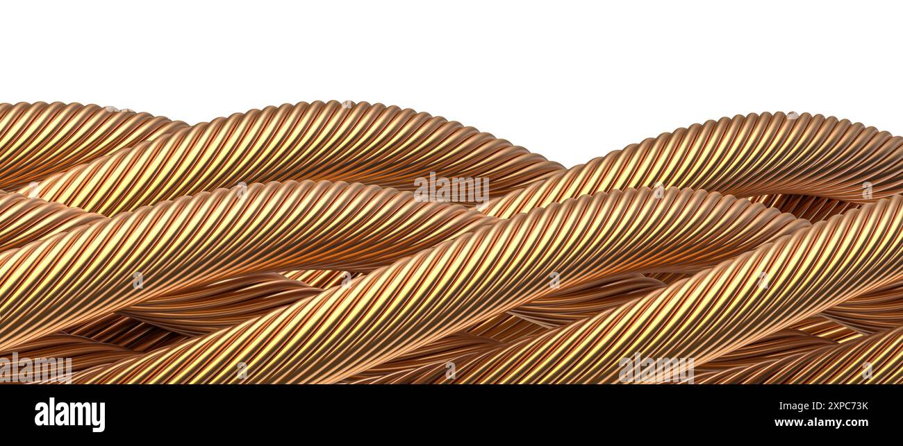 interwoven golden metallic cables on a transparent background 3D Stock ...