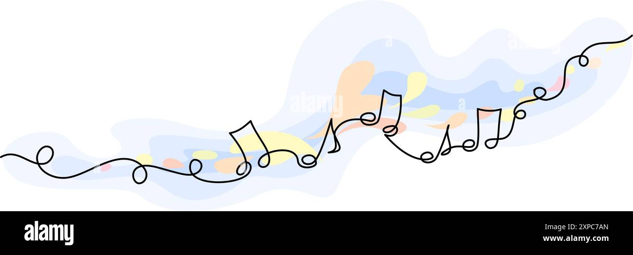 Musical notes. Horizontal web banner of music sound for music school ...