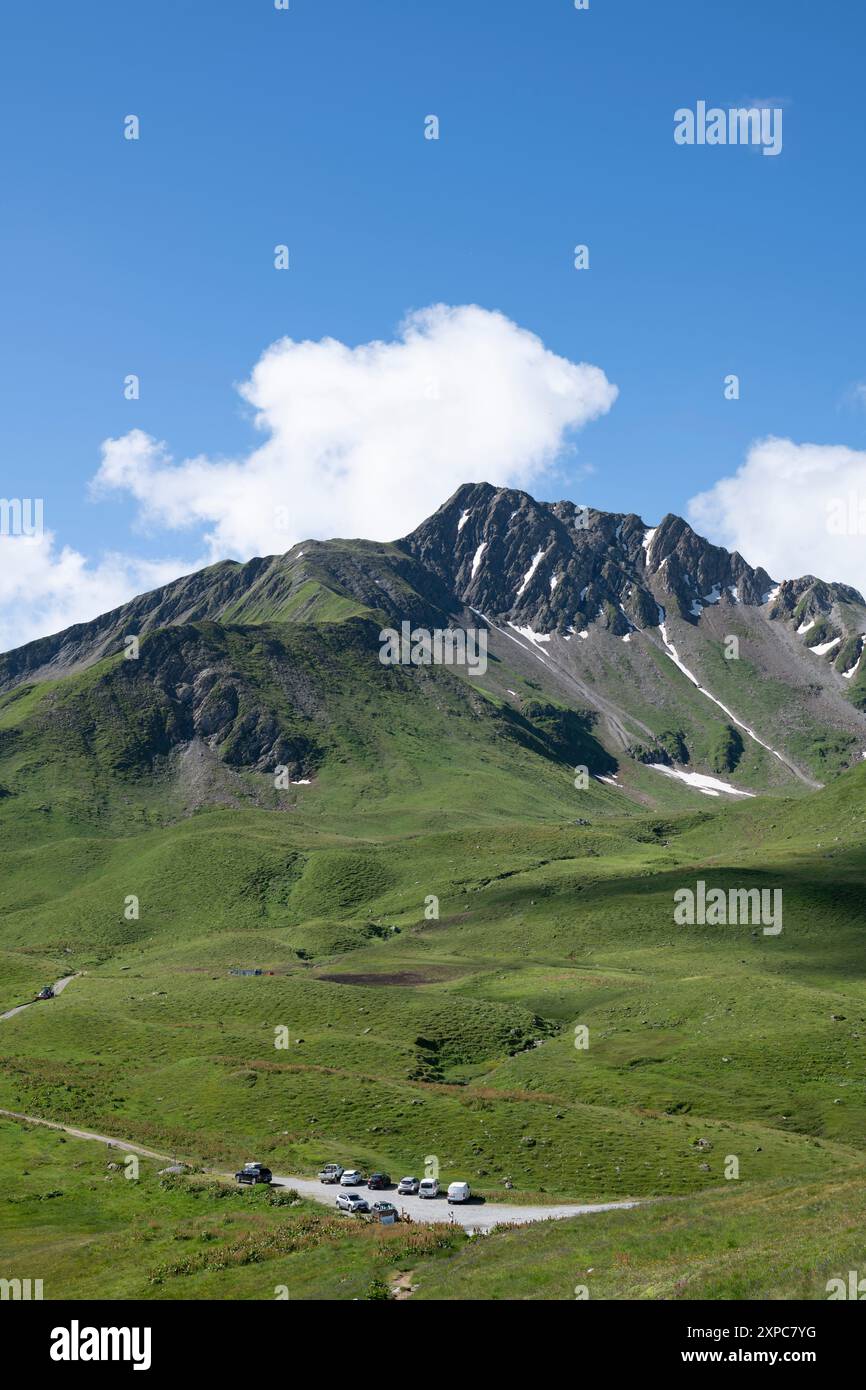 Vertical landscape of Cret du Rey in Savoie, France, featuring lush ...