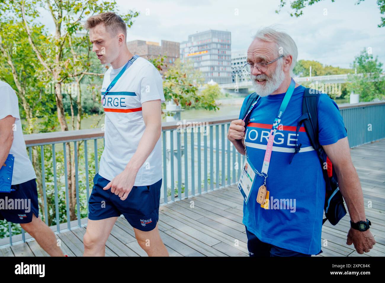 Paris, France 20240803. Karsten Warholm and coach Leif Olav Alnes at ...