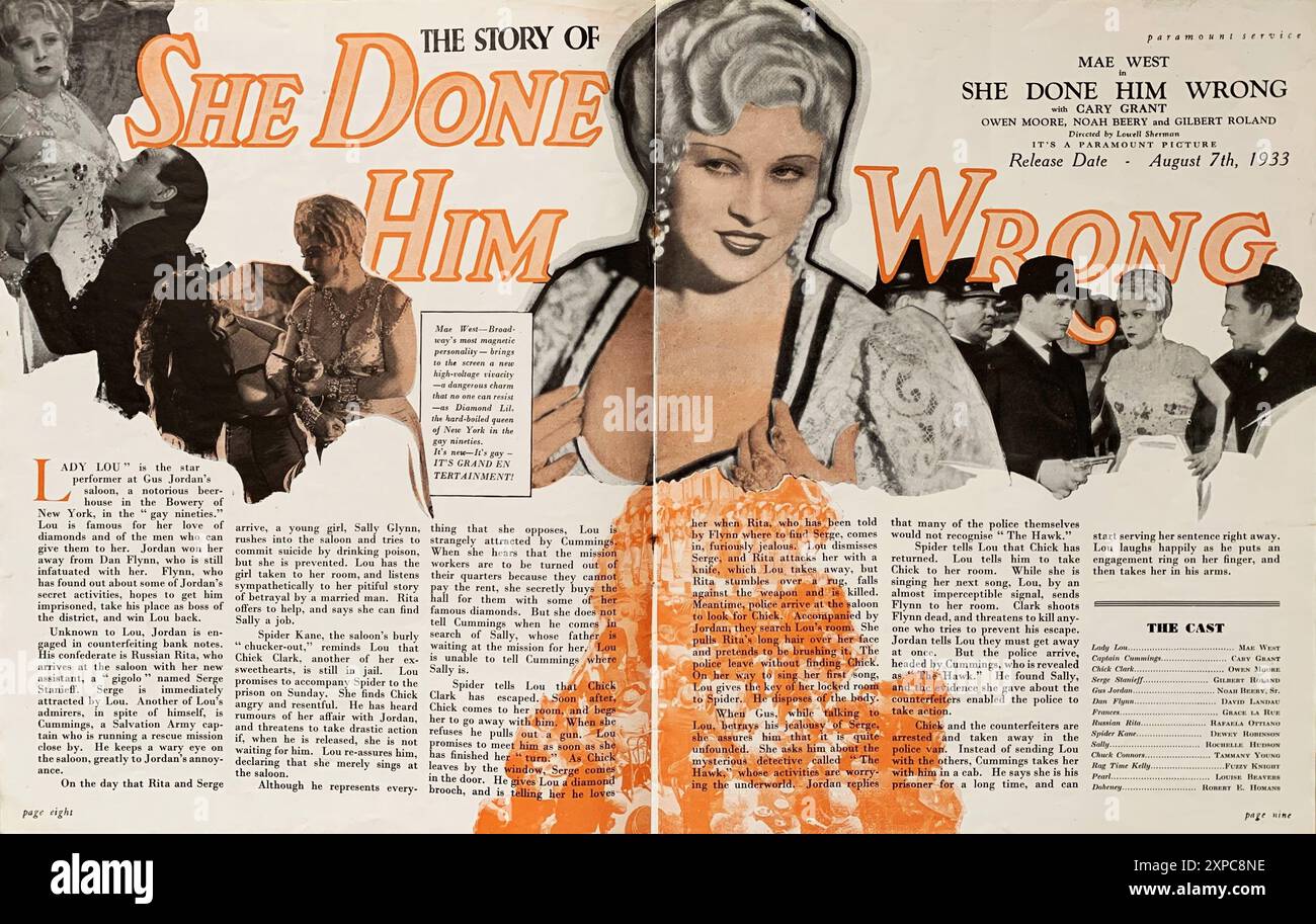 MAE WEST CARY GRANT and OWEN MOORE in SHE DONE HIM WRONG 1933 director ...