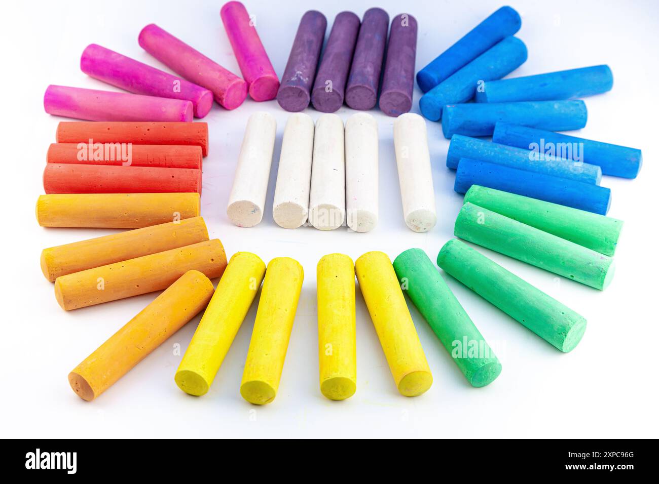 Set of colorful chalks for the board and the street. Drawing chalk ...