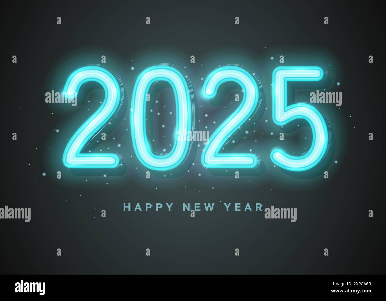 2025 Happy New Year Background Design in neon style. Vector Illustration Stock Vector Image ...