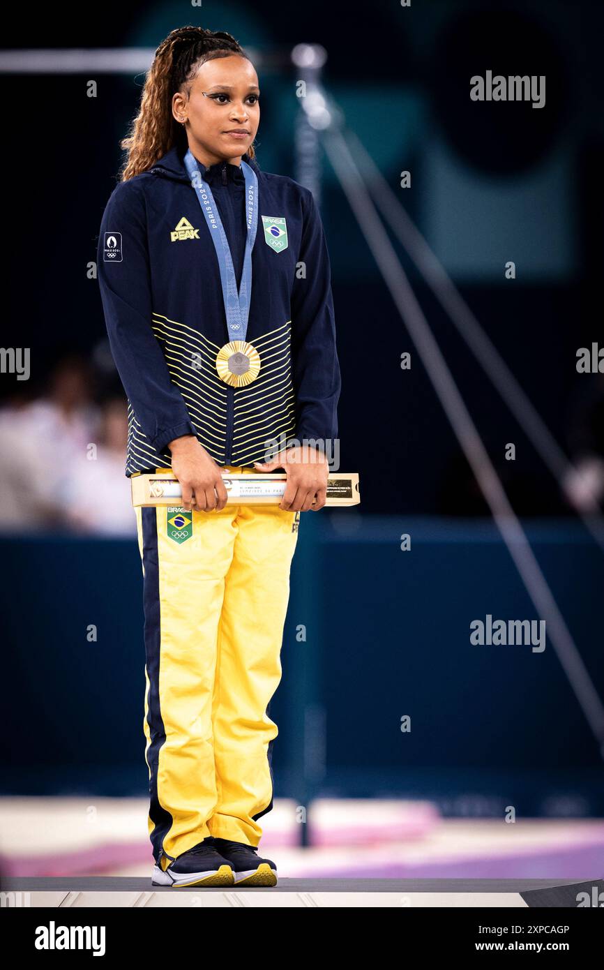 Paris, France. 05th Aug, 2024. Rebeca Andrade with Olympic Gold Medal ...