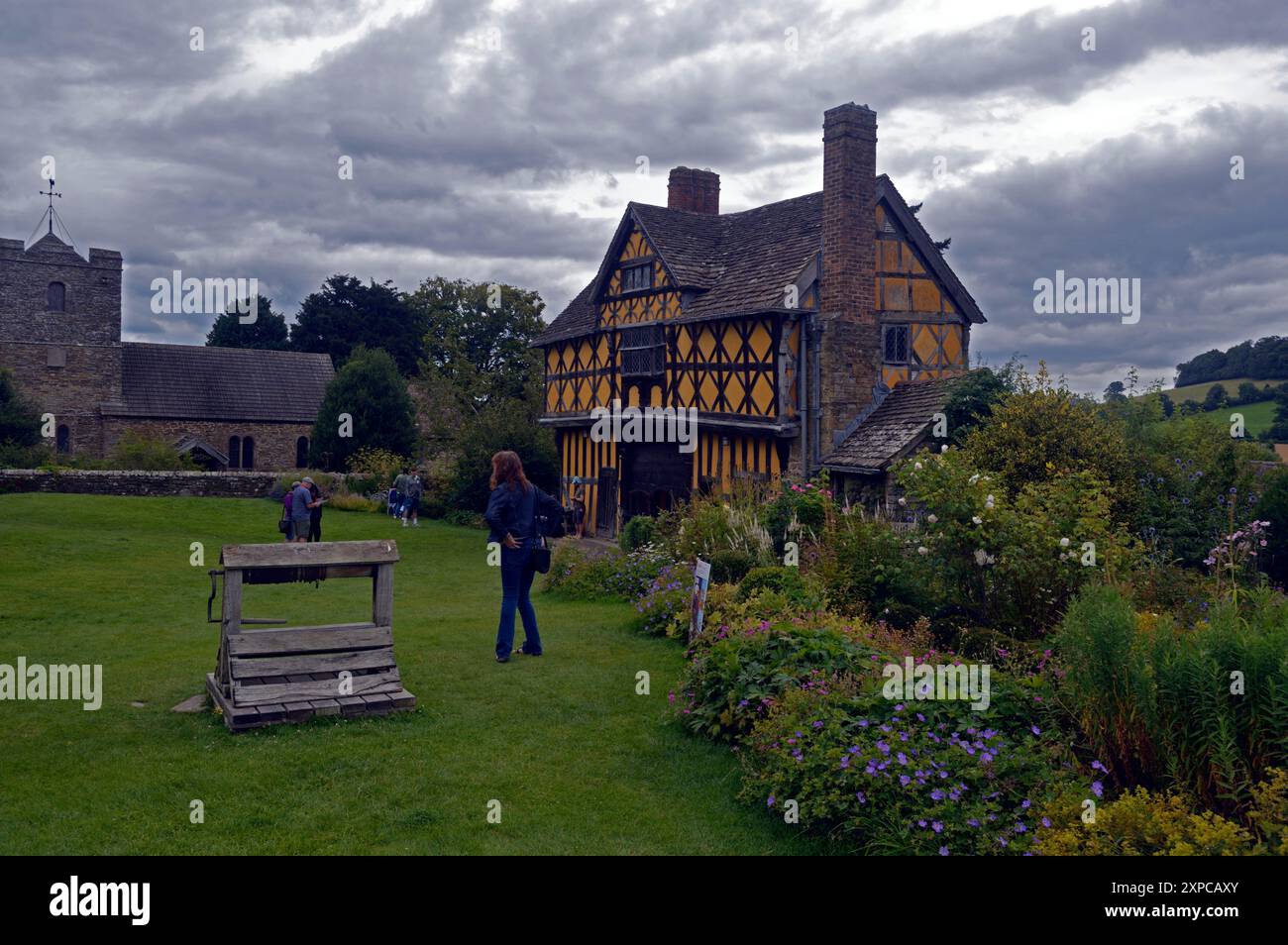 Stokesay Castle and nearby Church of St John the Baptist Stock Photo ...