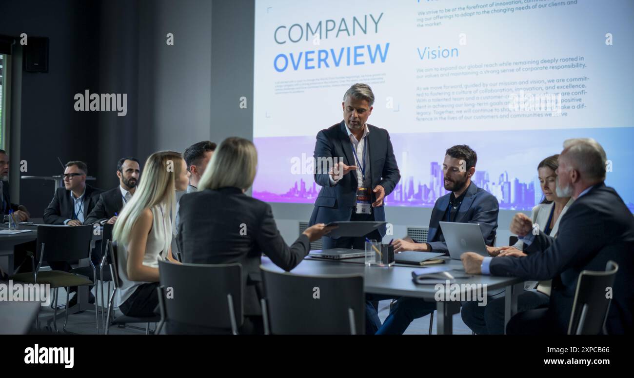 Corporate Event: Caucasian Male Tech CEO Hosting Team Building Workshop ...