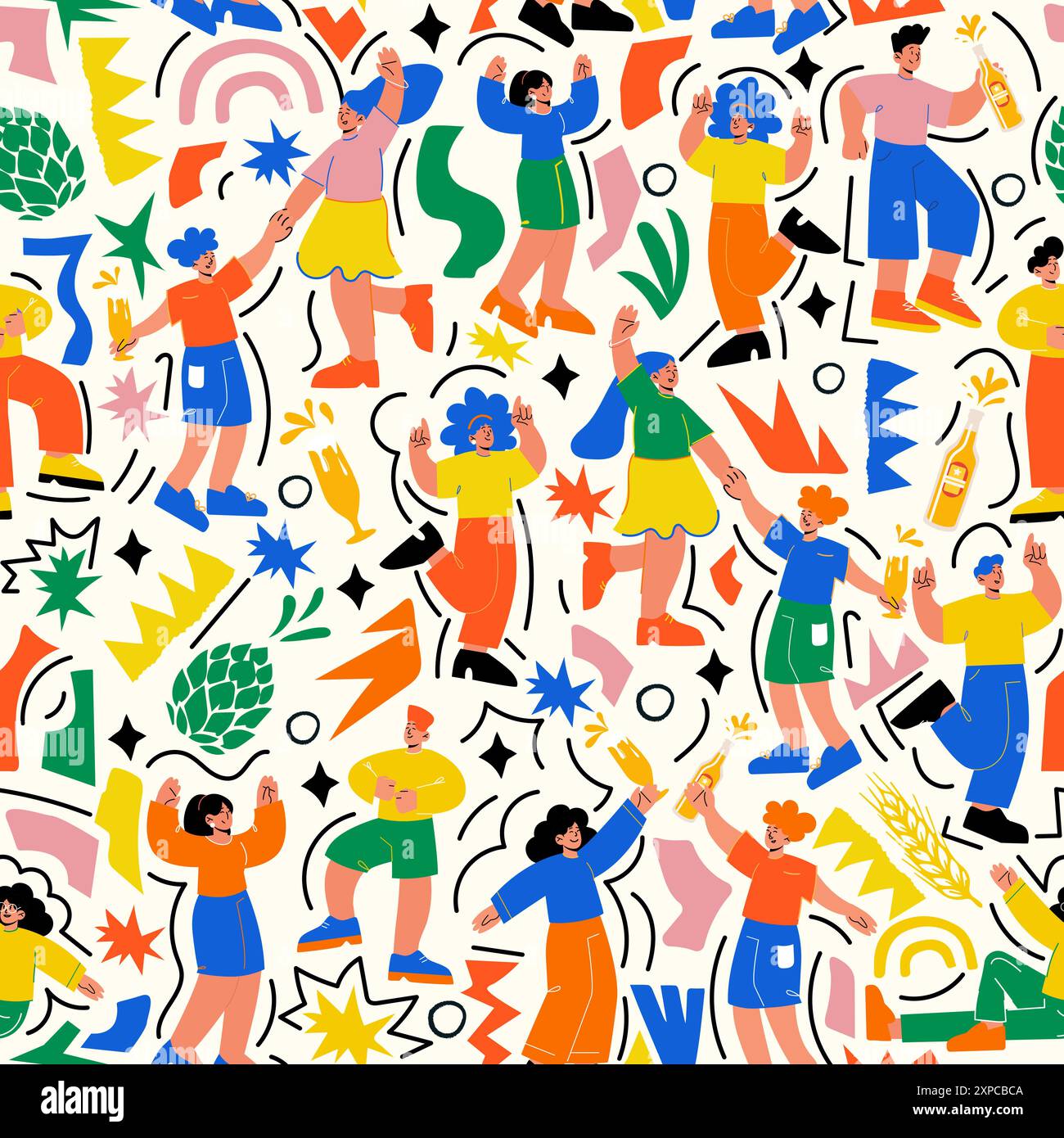 Seamless pattern for Festivals. Bright, modern design with dancing ...