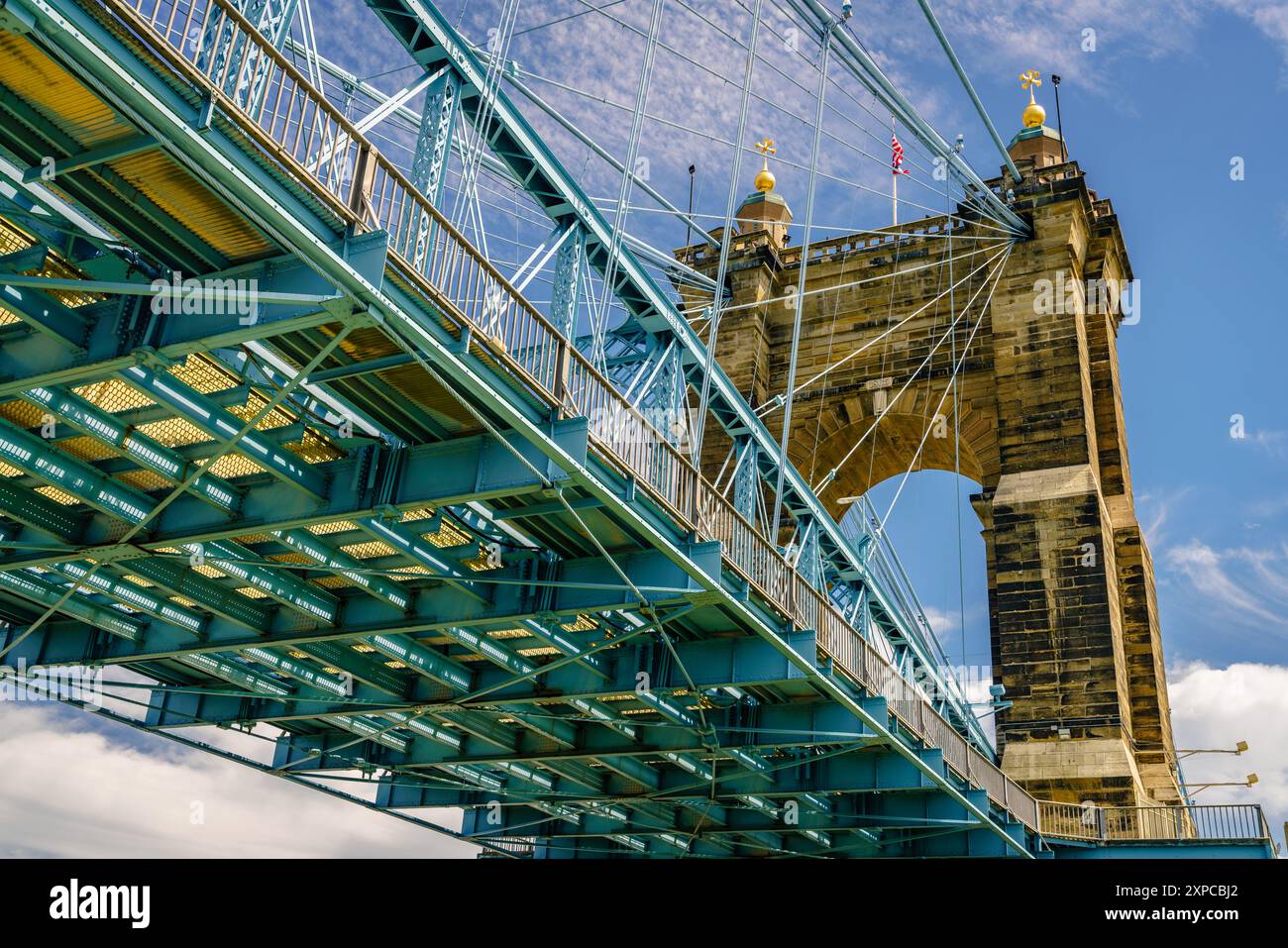 Section of historic Roebling Suspension Bridge over the Ohio River in ...