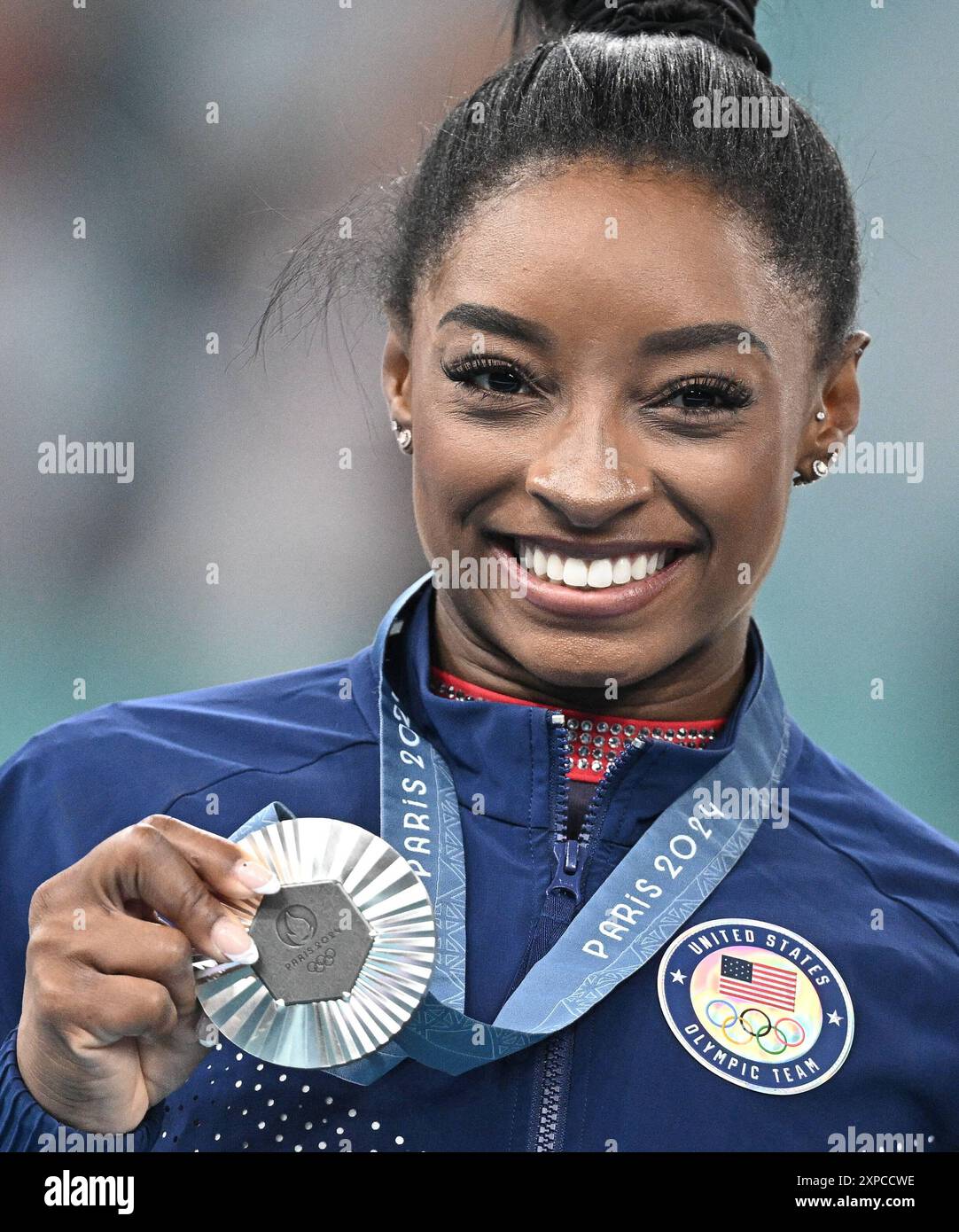 Paris, France. 05th Aug, 2024. Silver medalist Simone Biles of Team ...