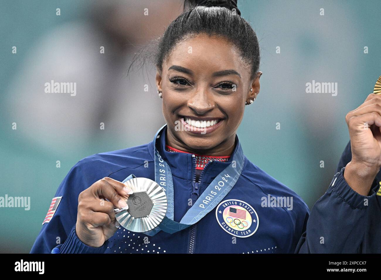 Paris, France. 05th Aug, 2024. Silver medalist Simone Biles of Team ...