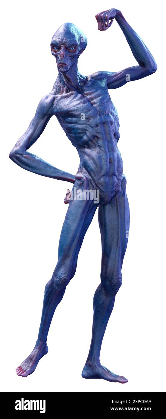 3D rendering of a blue alien isolated on white background Stock Photo ...