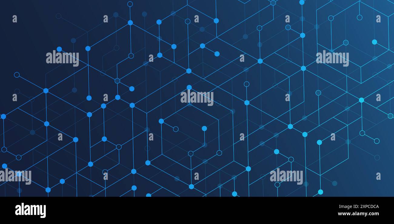 Technology abstract background lines, dots and hexagons. Hexagonal digital concept for poster ...