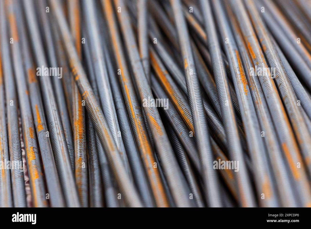Construction iron rods with rust spots, abstract industrial background ...