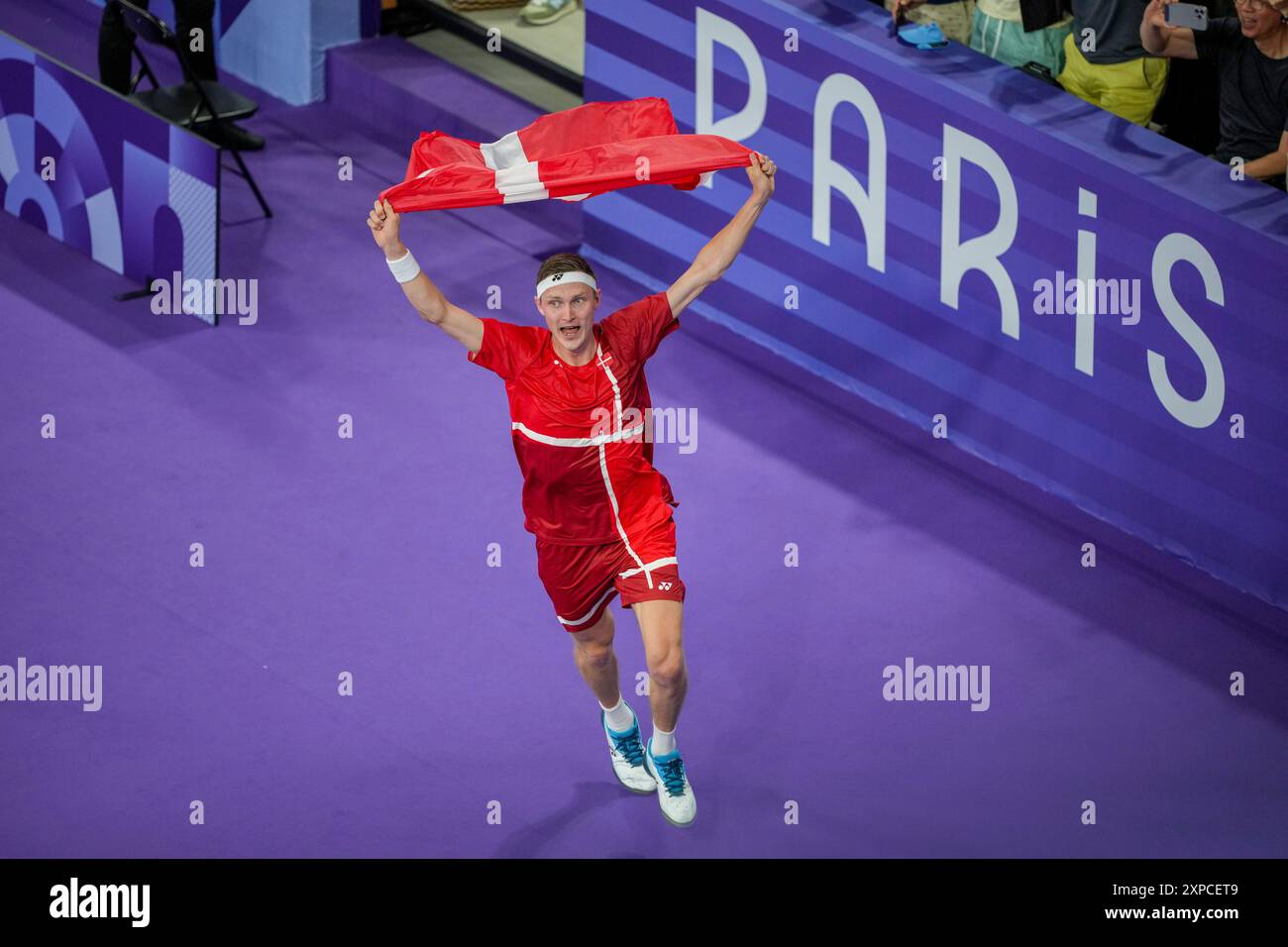 Denmark's Viktor Axelsen celebrates after defeating Thailand's Kunlavut ...