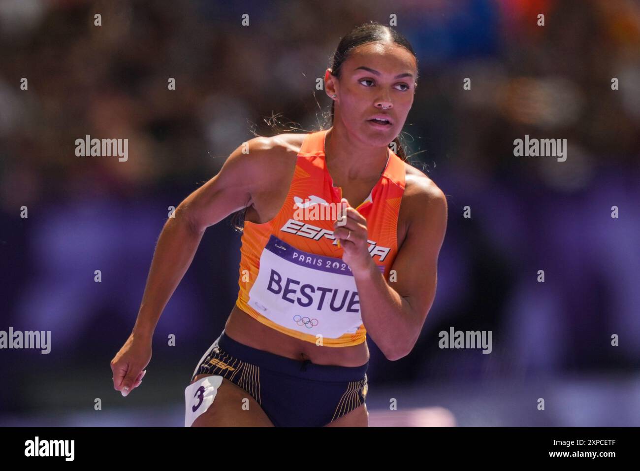 Jael Bestue of Spain competes in the women's 200m repechage - Heat 4 of ...