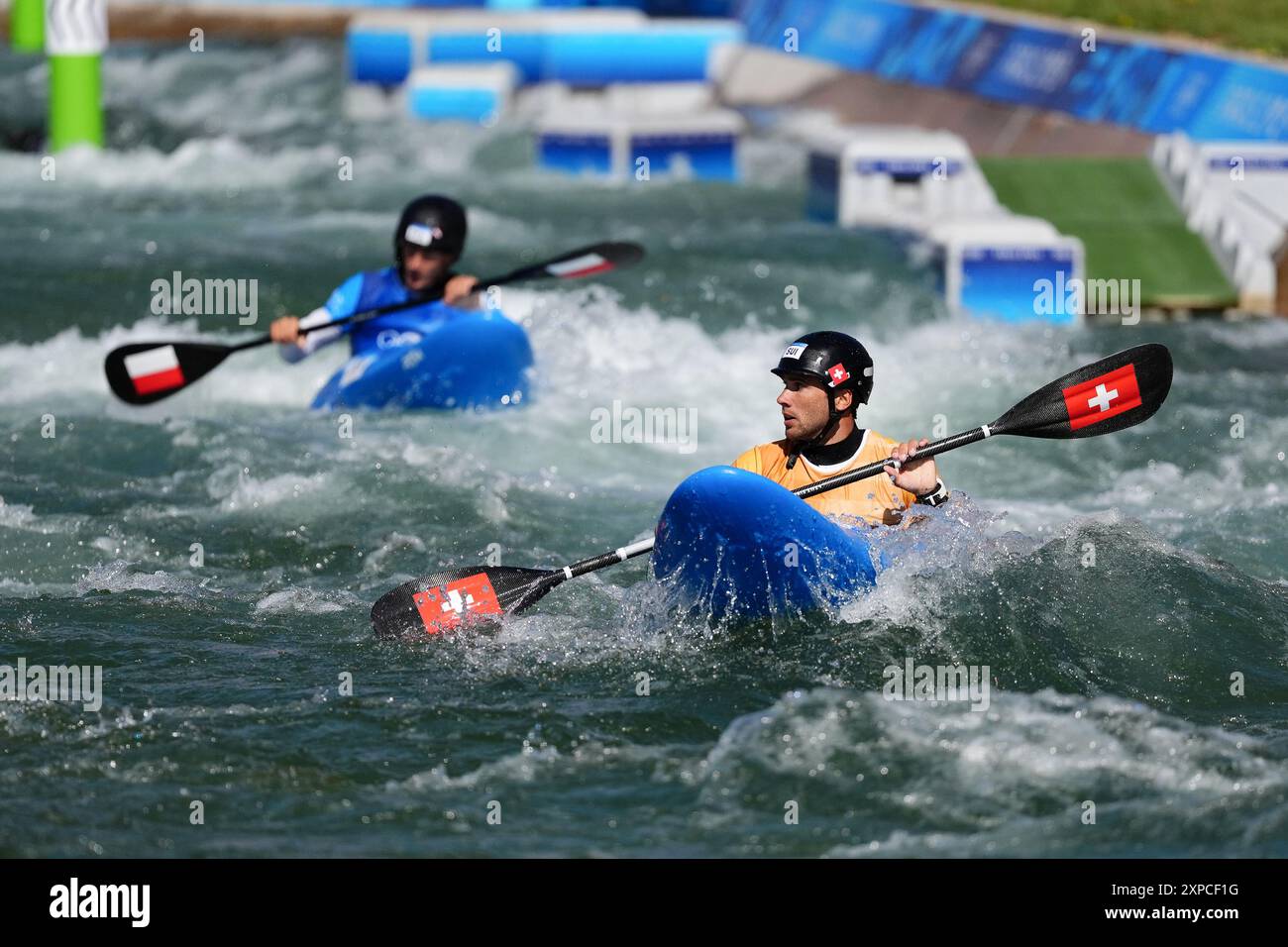 Switzerland's Martin Dougoud competes in the Men's Kayak Cross Small ...