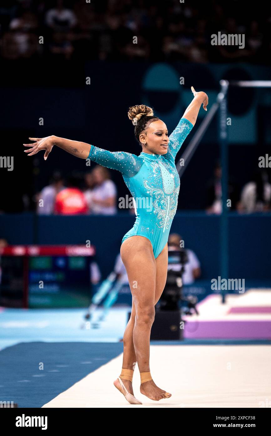 Paris, France. 04th Aug, 2024. Rebeca Andrade during her floor routine ...