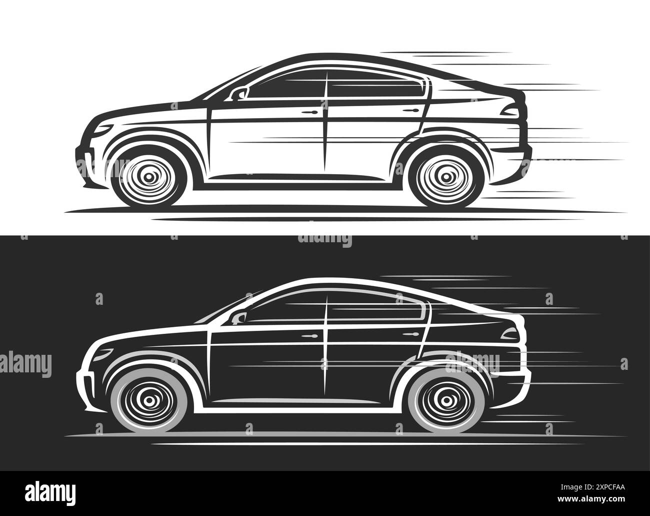 Vector logo for Fastback Car, automotive decorative banners with ...