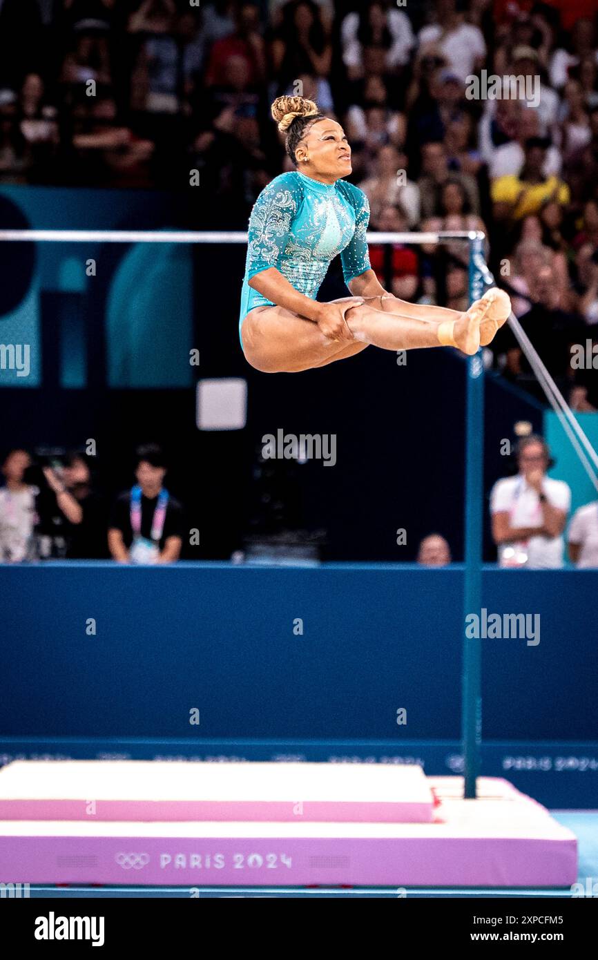 Paris, France. 04th Aug, 2024. Rebeca Andrade during her floor routine ...