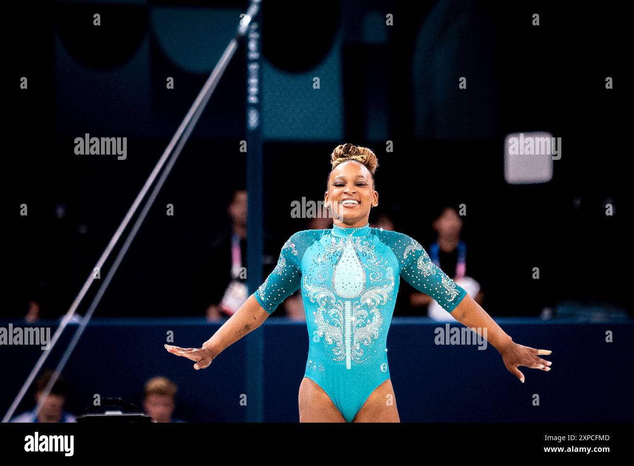 Paris, France. 04th Aug, 2024. Rebeca Andrade during her floor routine ...