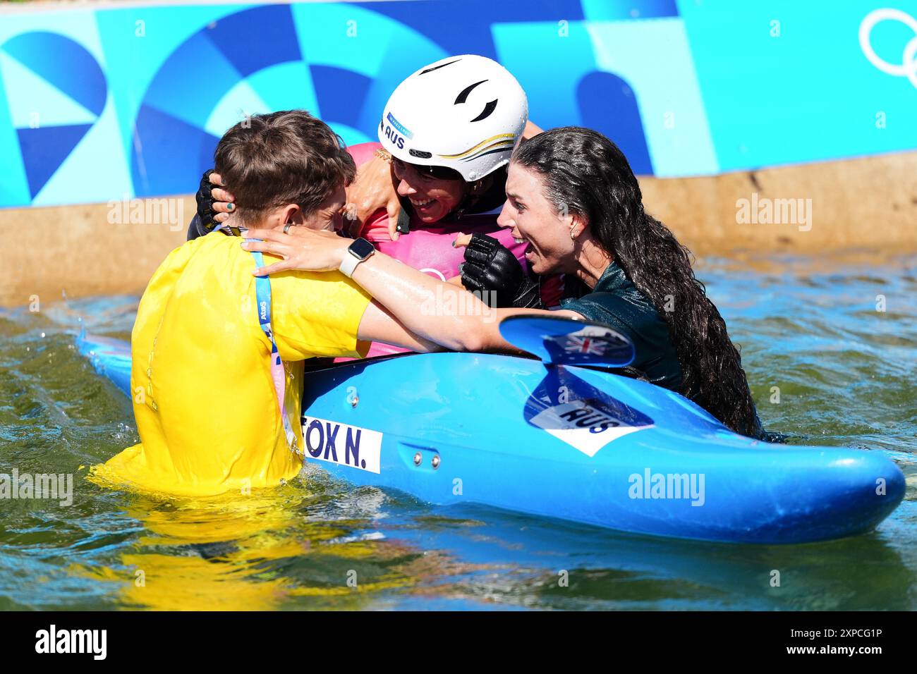 Australia's Noemie Fox (centre) celebrates winning gold in the Women's ...