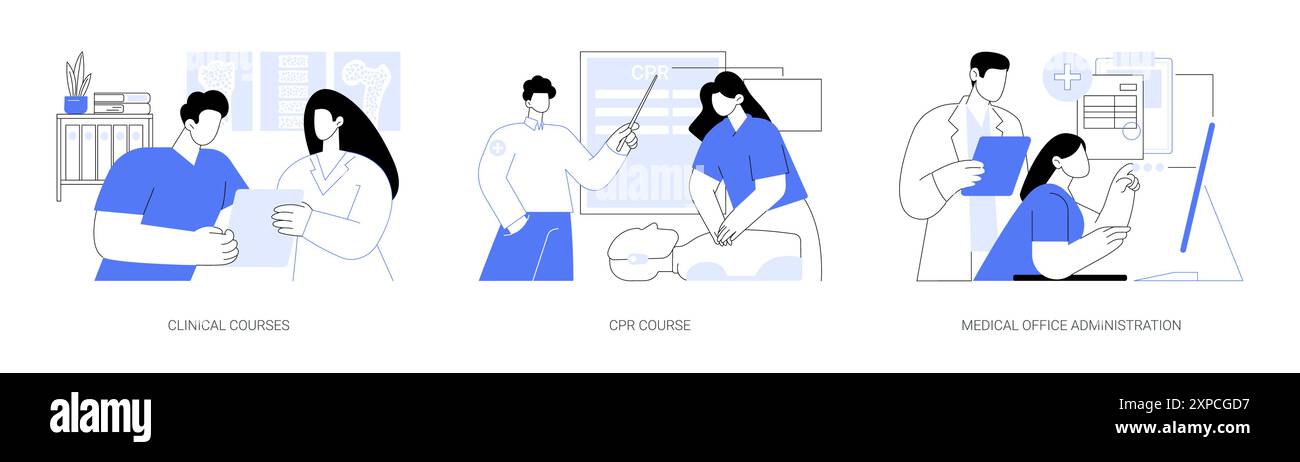 Healthcare courses isolated cartoon vector illustrations se Stock ...