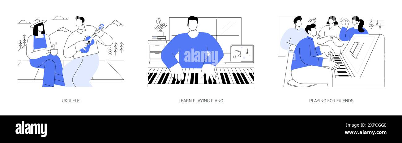 Learn playing music isolated cartoon vector illustrations se Stock ...