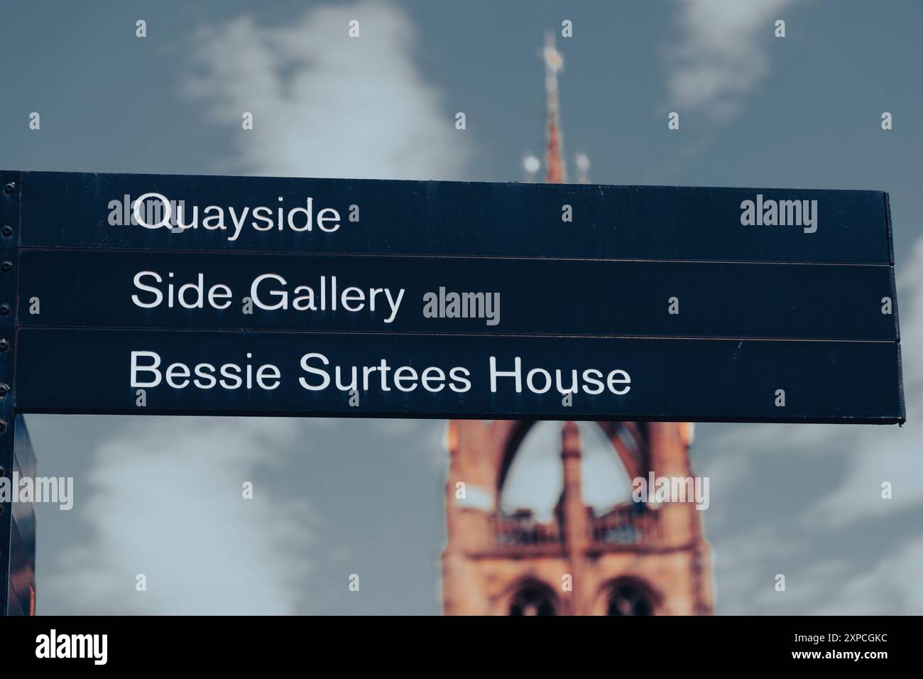 Street sign pointing the way to Quayside, Side Gallery and Bessie ...