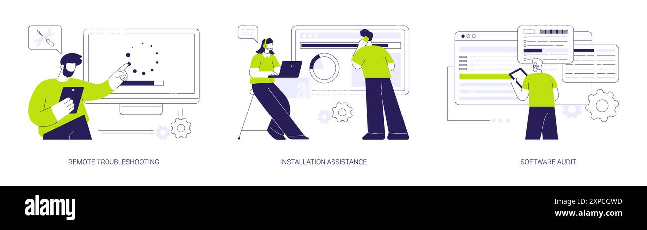 Computer maintenance and support abstract concept vector illustrations ...