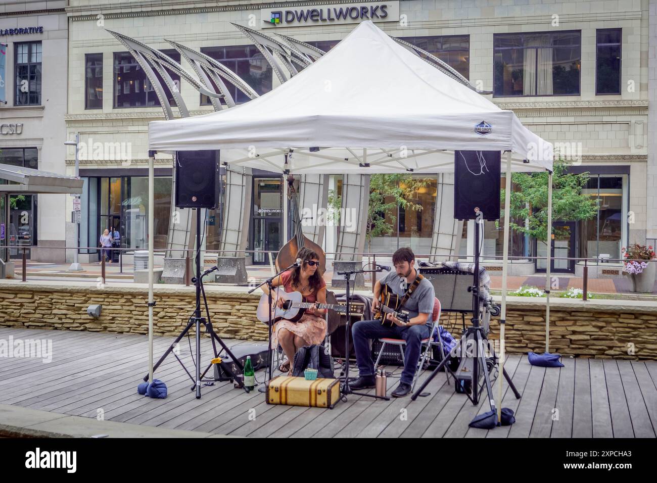 The American street musician perform at the street of Playhouse Square ...