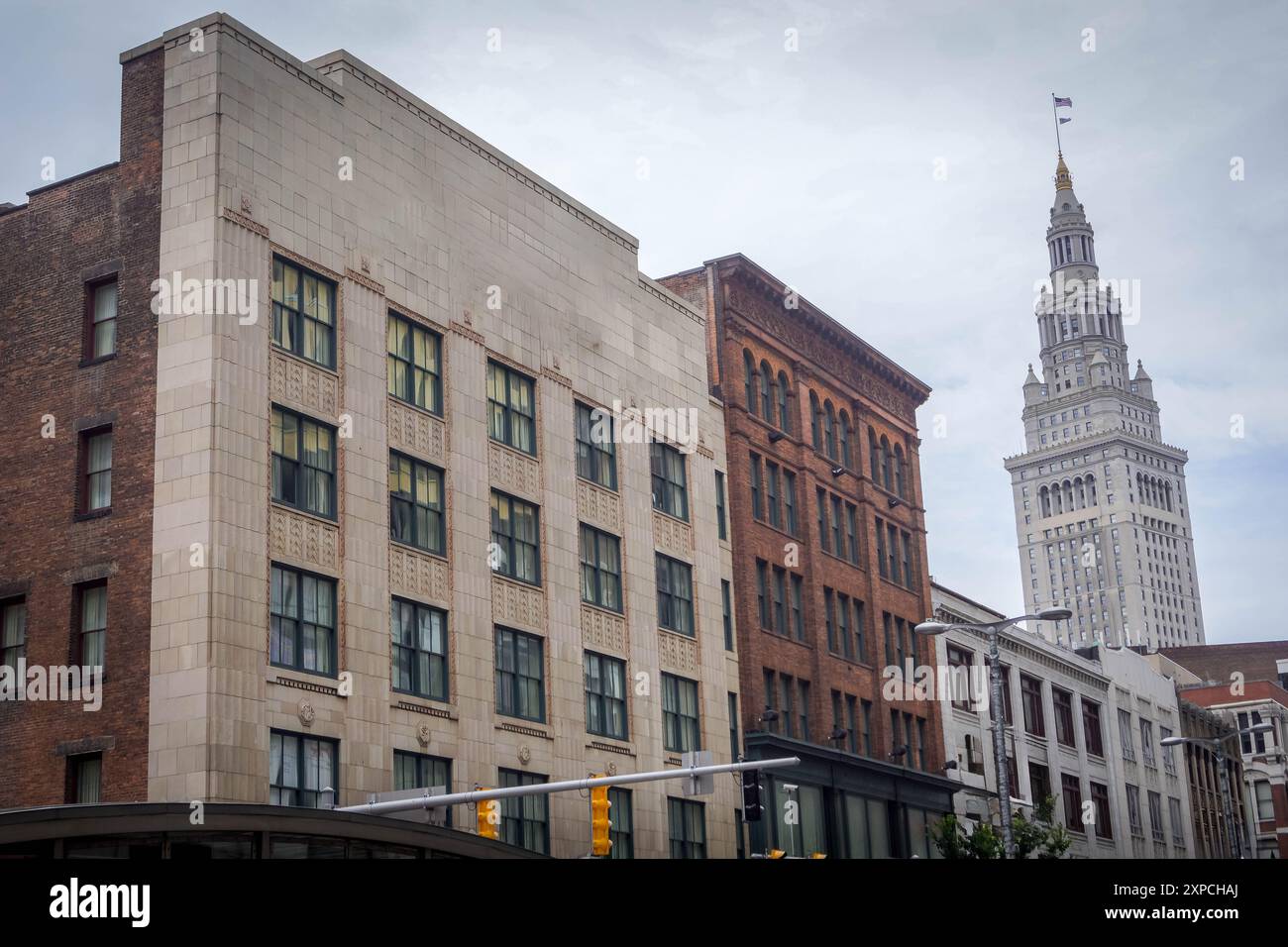 The art deco facades building and the Terminal Tower skyscraper in ...