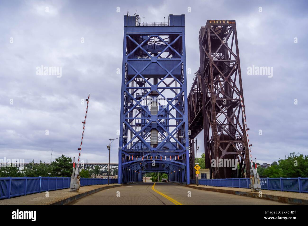 Carter Road Bridge, spanning the Cuyahoga River in Cleveland, Ohio, is ...