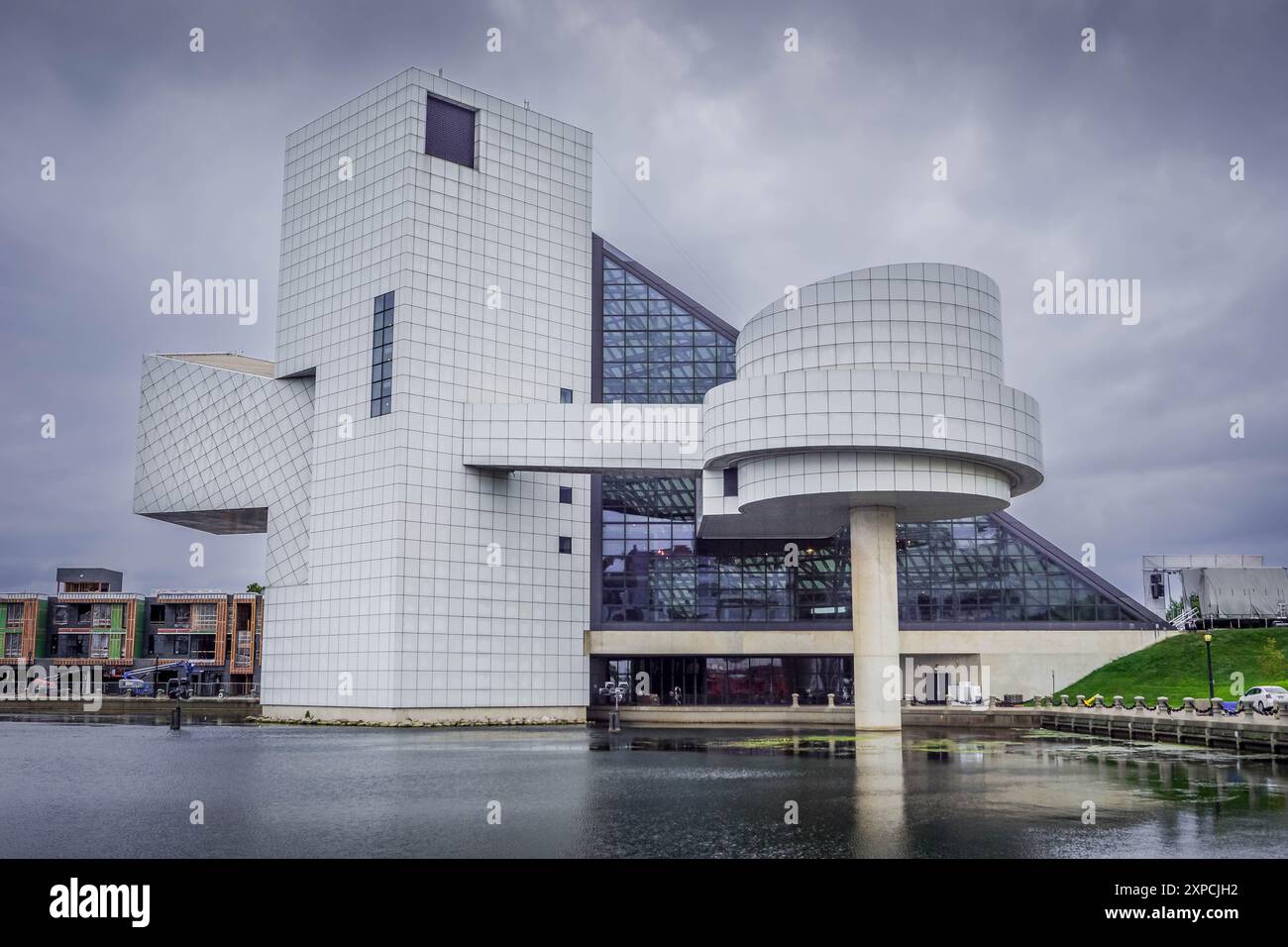 The modern building of Rock and Roll Hall of Fame, a famous music ...