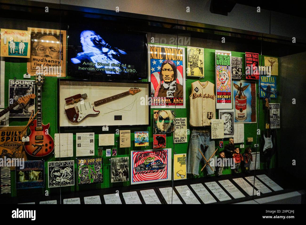 The museum showcase at music celebrity exhibits at Rock and Roll Hall ...
