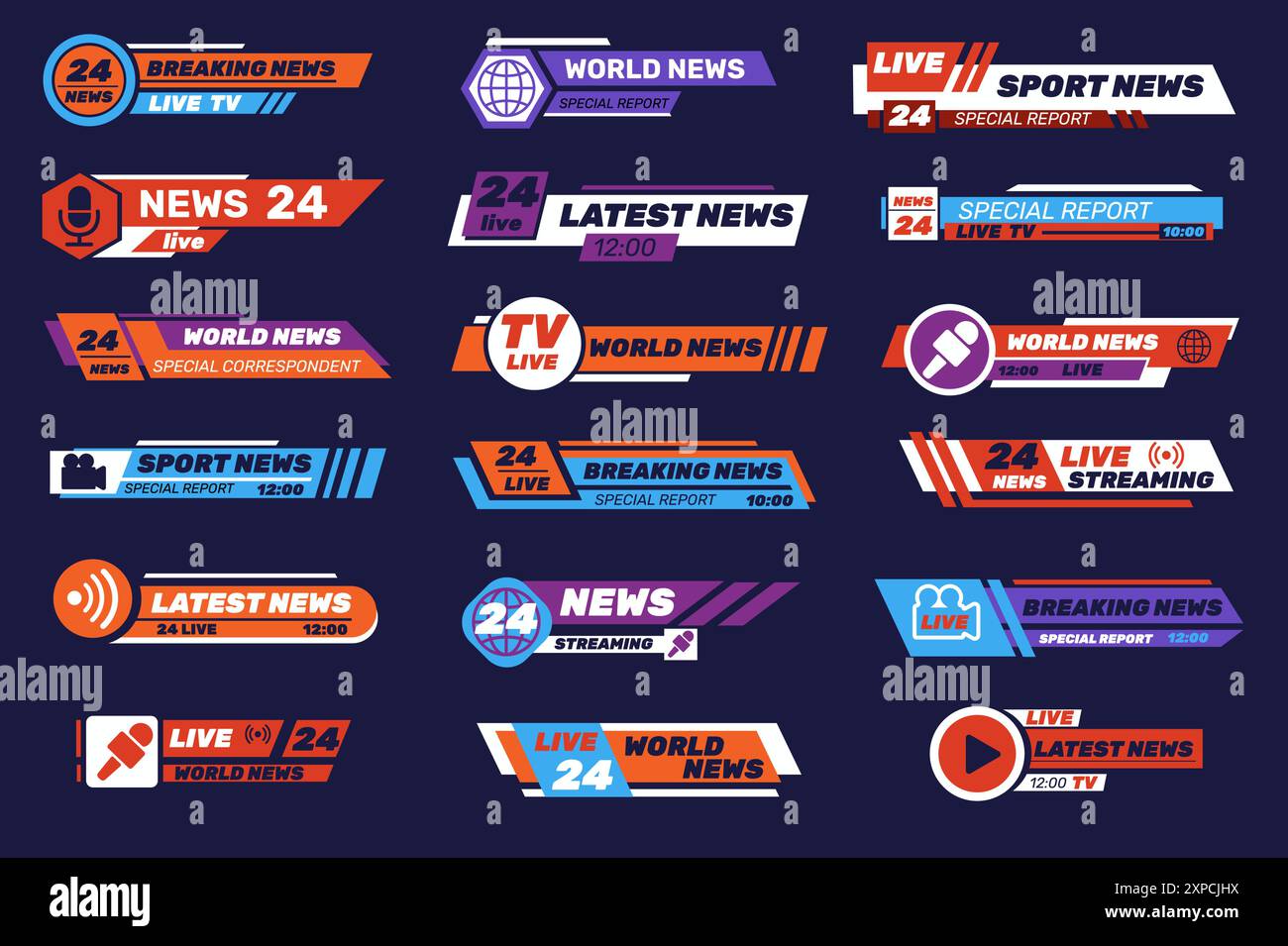 Broadcasting TV banners. Mass media templates. Television headers ...