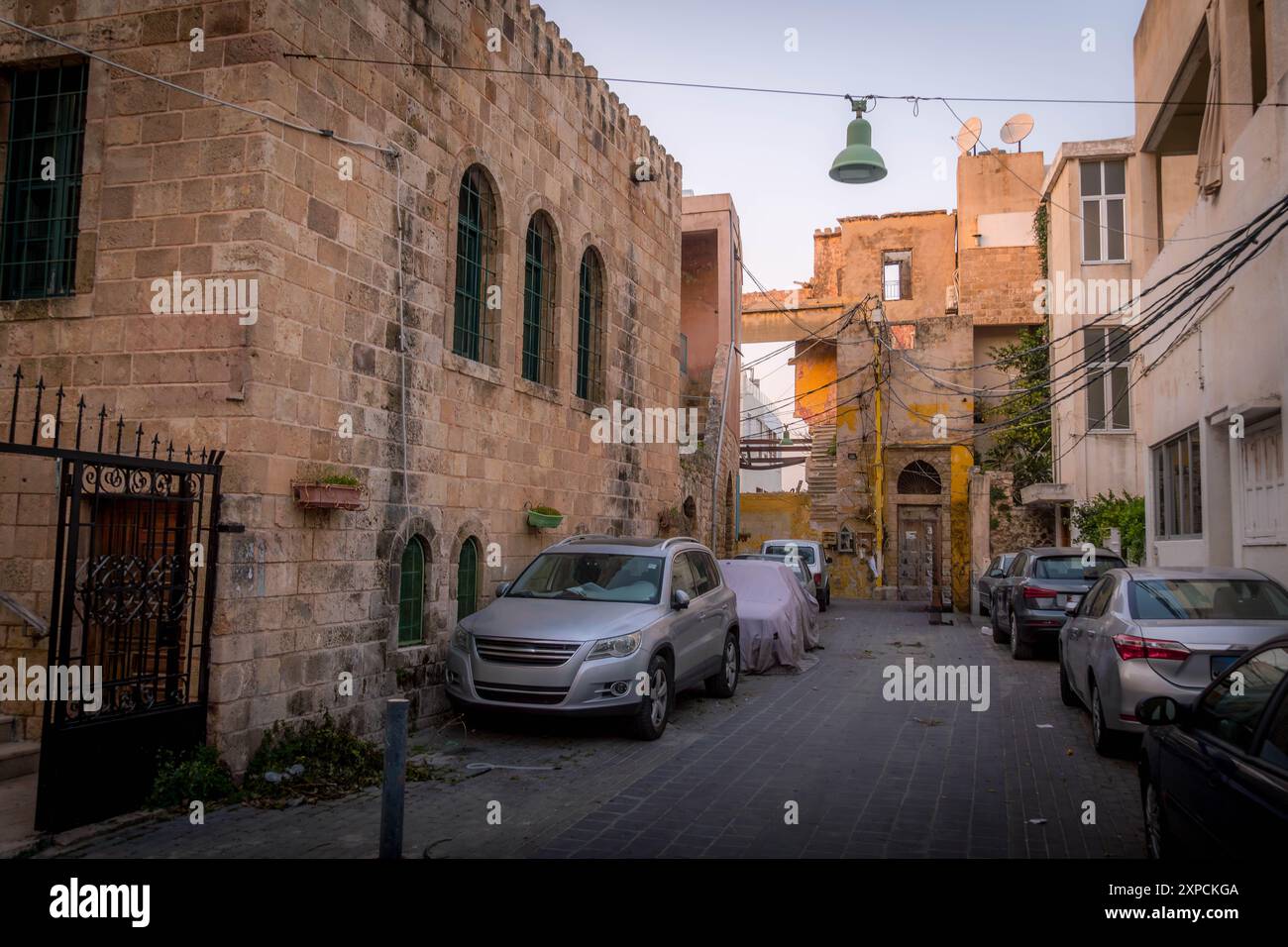 The streets with the cars and Lebanese buildings at Tyre (Tyr or Sour ...