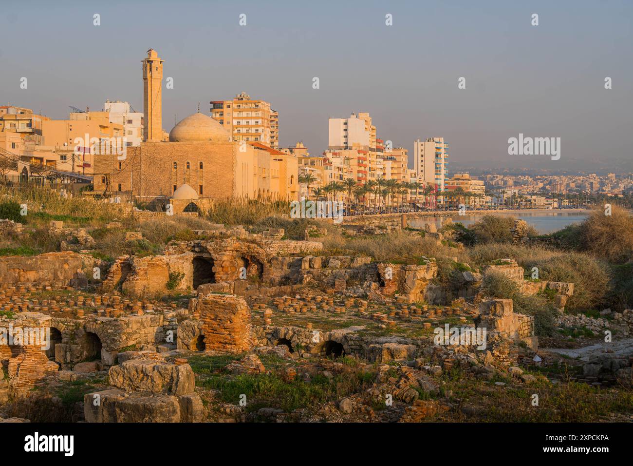 The excavation archeological site and Islamic mosque at Tyre (Sour) in ...