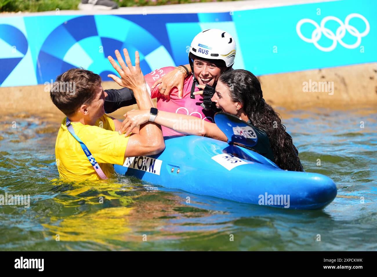 Australia's Noemie Fox (centre) celebrates winning gold in the Women's ...