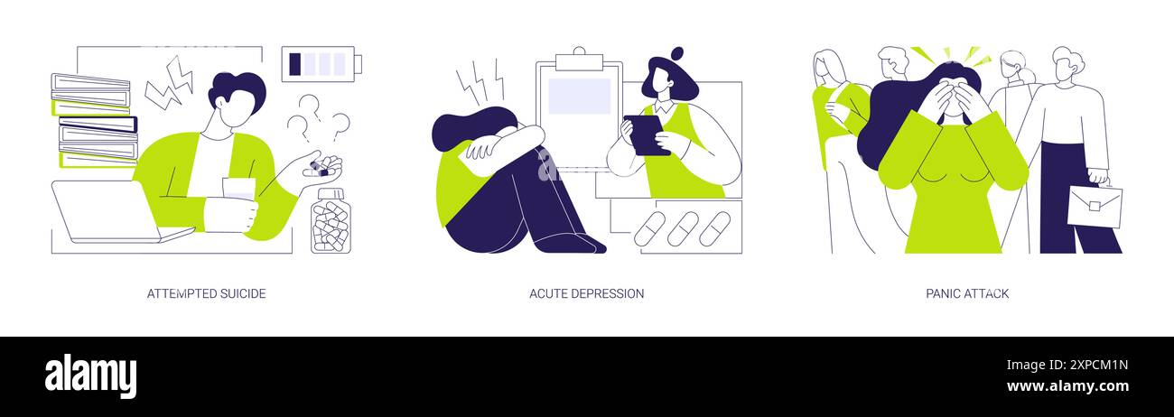 Emergency psychiatry abstract concept vector illustrations Stock Vector ...