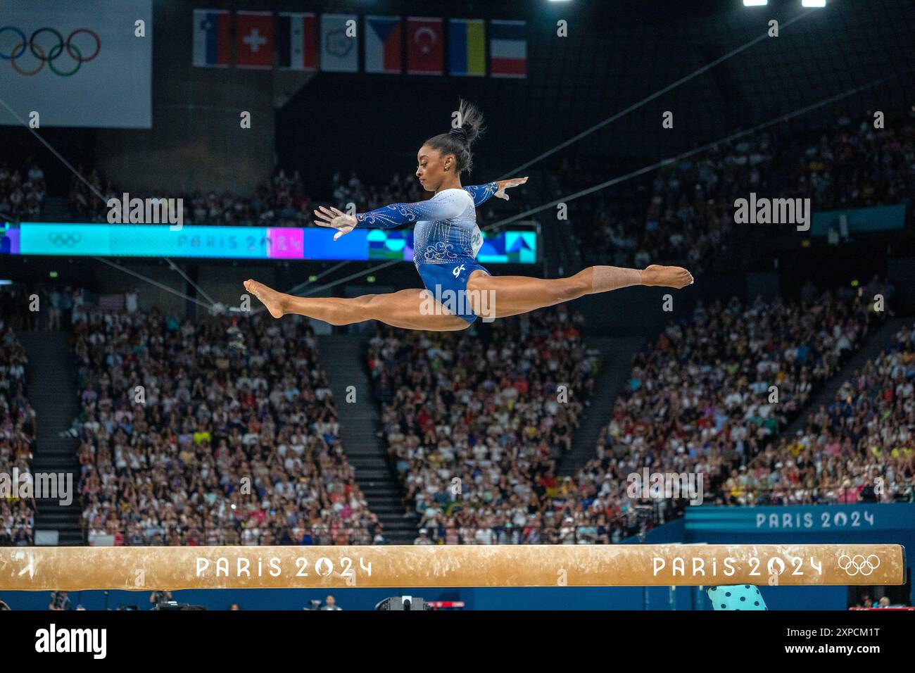 Paris, France. 05th Aug, 2024. Simone Biles of the U.S. performs on the ...