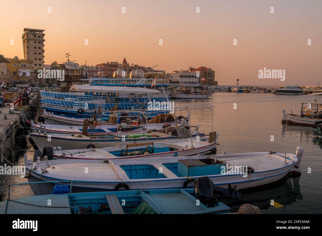 The fishing boats on the Mediterranean waterfront at Tyre (Sour) in ...