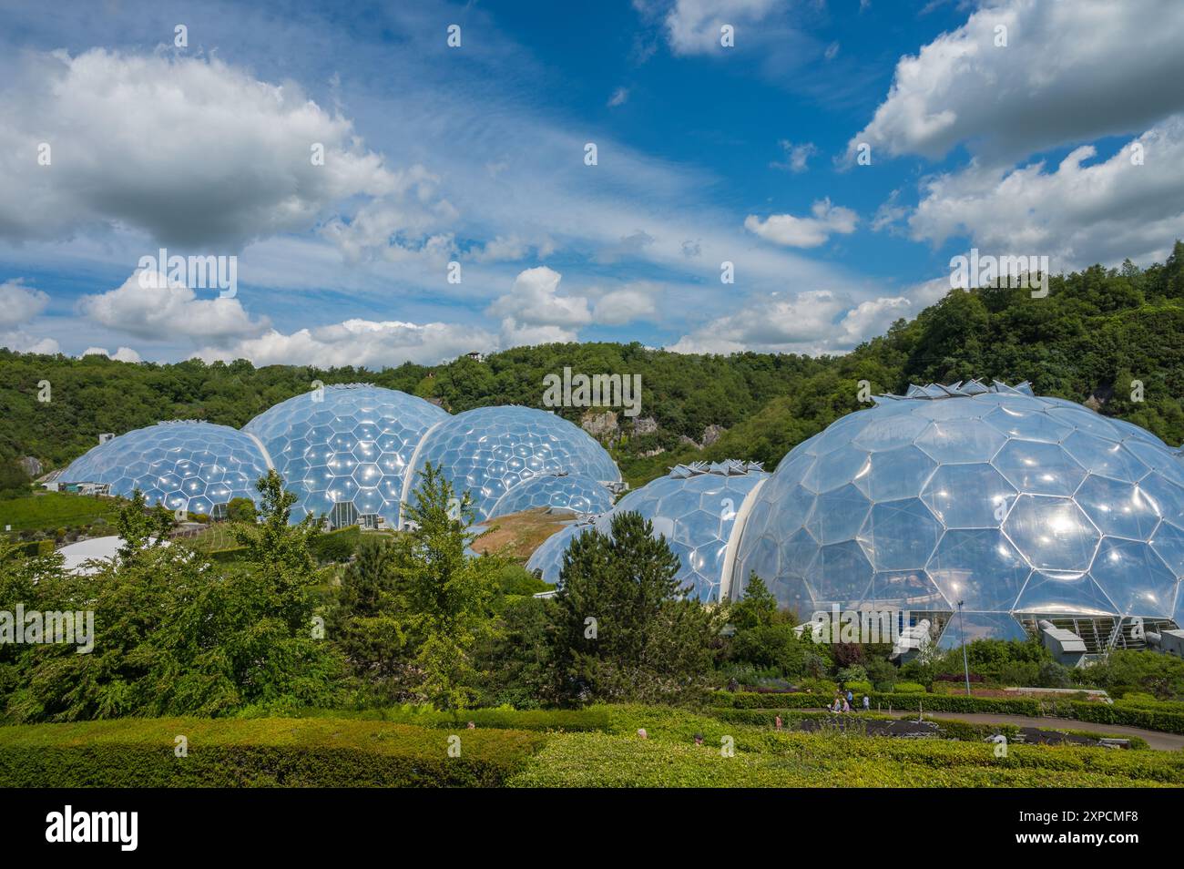Eden Project eco-park of botanical gardens transparent biome domes ...