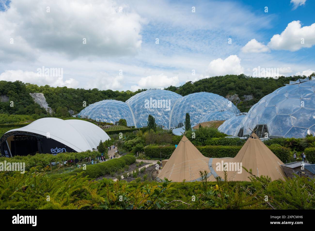 Eden Project eco-park of botanical gardens transparent biome domes ...
