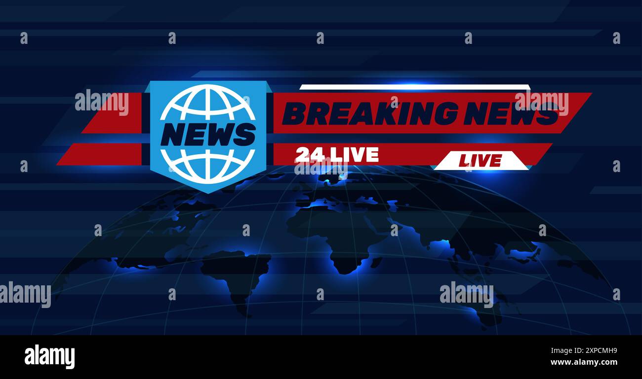 Broadcasting TV background. Breaking live news channel screen design ...