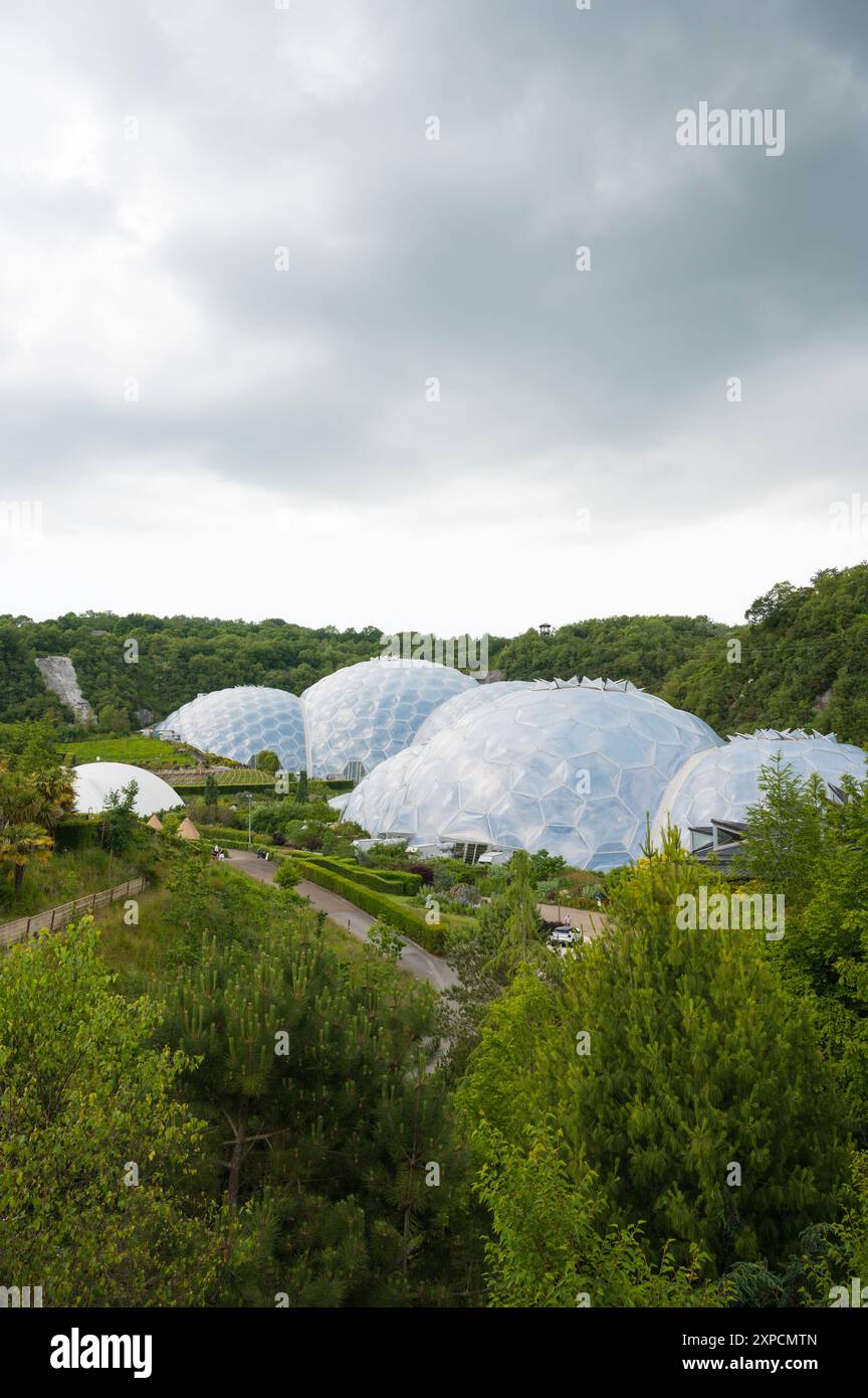 Eden Project eco-park of botanical gardens transparent biome domes ...