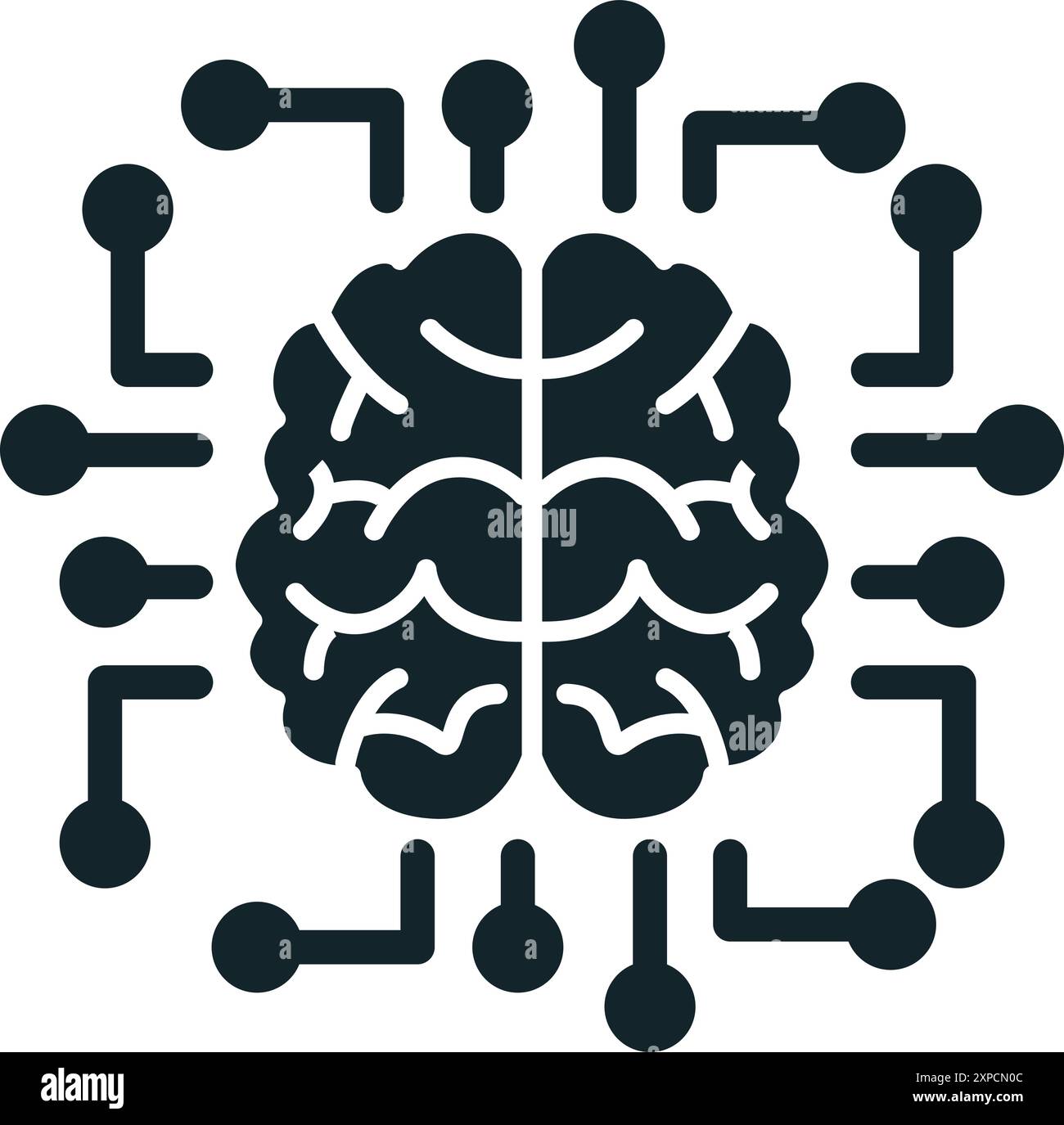 Artificial intelligence connecting with human brain power icon Stock ...