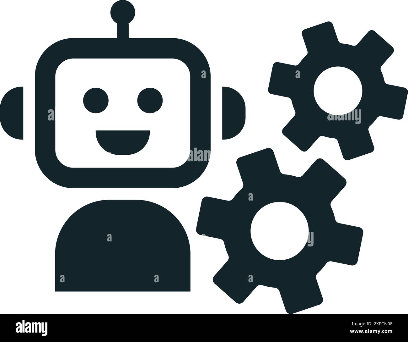 Artificial intelligence is processing data and smiling robot icon Stock ...