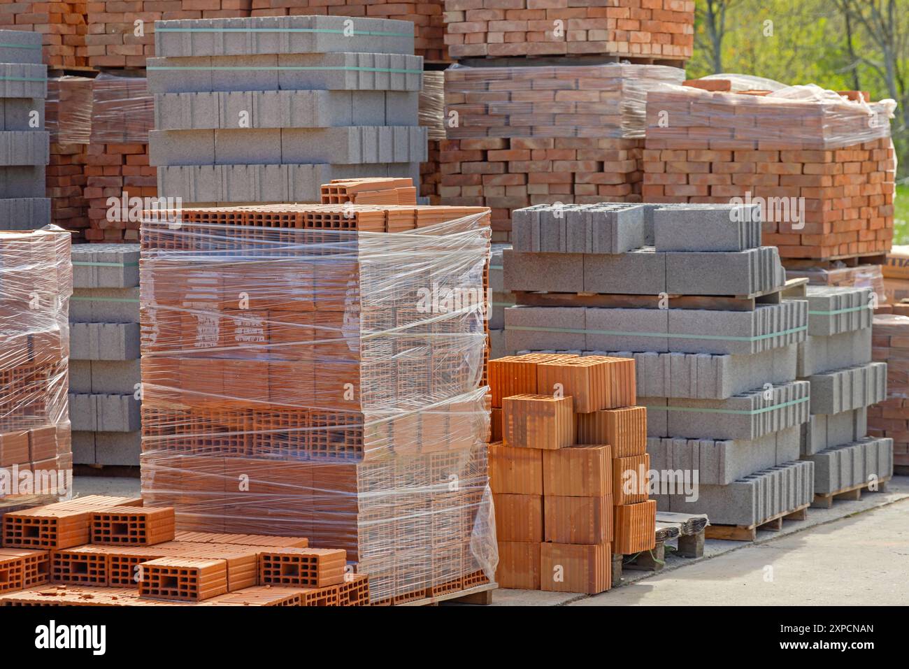 Construction material warehouse stack bricks hi-res stock photography ...